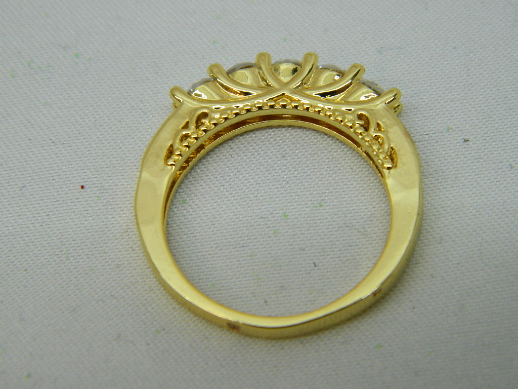 OE3240- STUNNING Gold Toned Diamond Looking Fake Wedding Ring – Wilbur ...