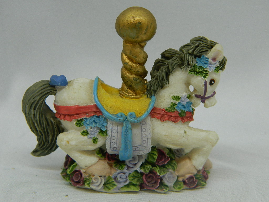 OE4071- Pair of Resin Made Miniature Carousel Horse Figurines 2.5 ...