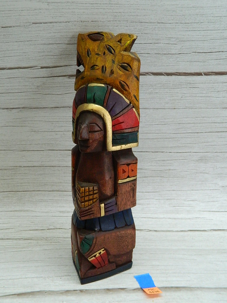 ML8436- Wooden Painted Mayan? Styled Totem ‘10.5in Tall’ – Wilbur Auction